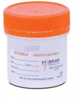 CONTAINER SPECIMEN 60ml Sterile ORANGE O-RING CAP/TAB LABEL BG/100 ...